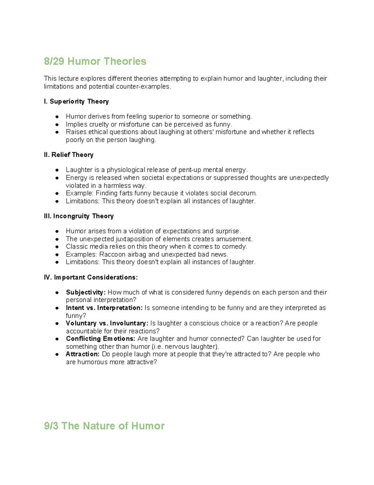 Philosophy of Humor (PHIL 101) Lecture Notes on Humor Theories - Studocu