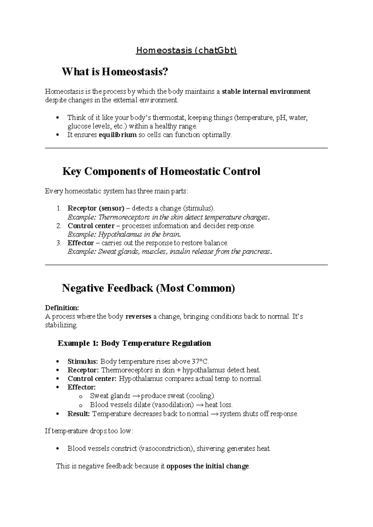 Homeostasis: Key Concepts and Mechanisms Explained (ChatGbt) - Studocu