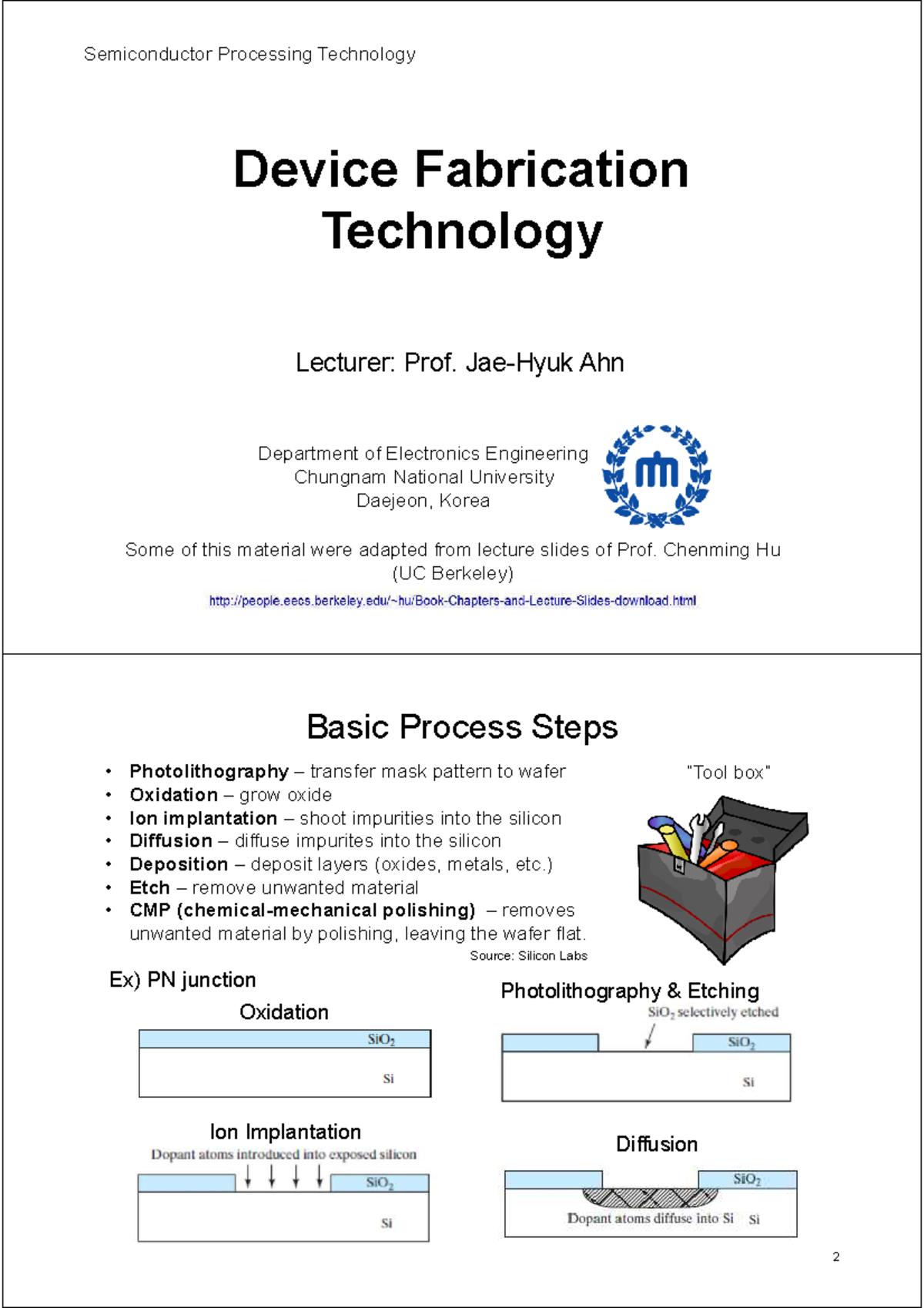 Device Fabrication Technology: Semiconductor Processing Overview - Studocu