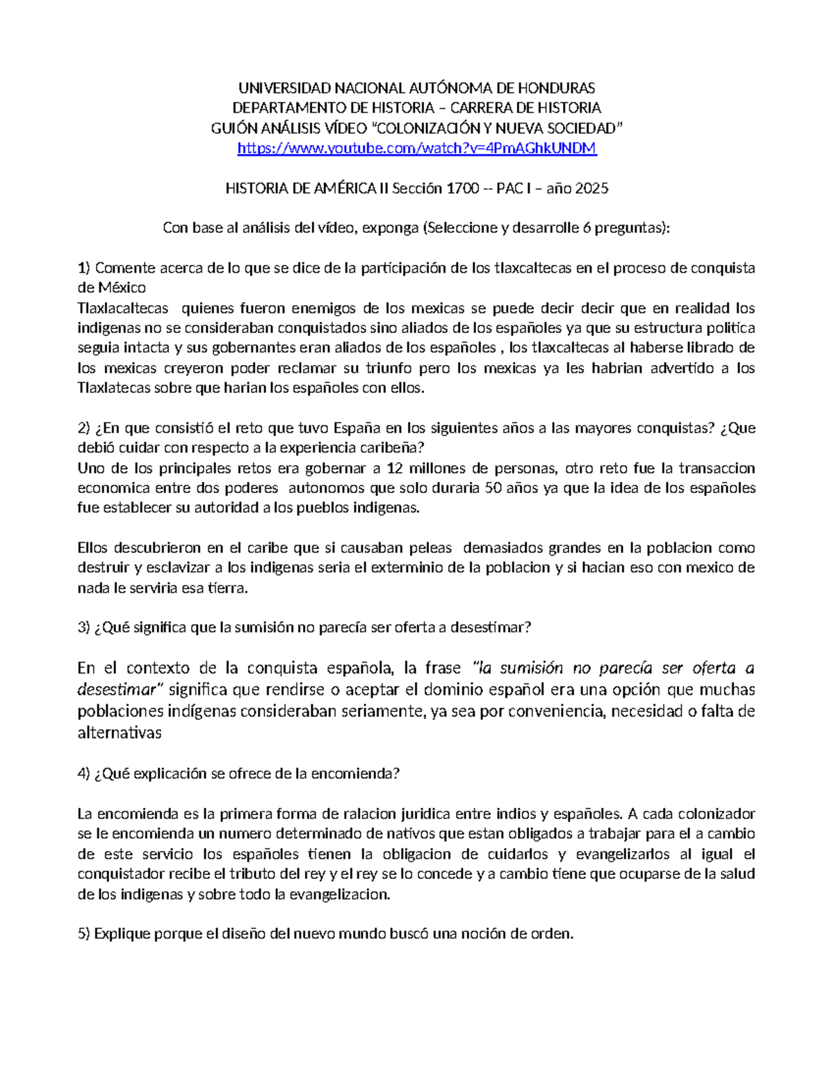Guión Análisis (Vídeo) - Colonización y Nueva Historia de América II ...