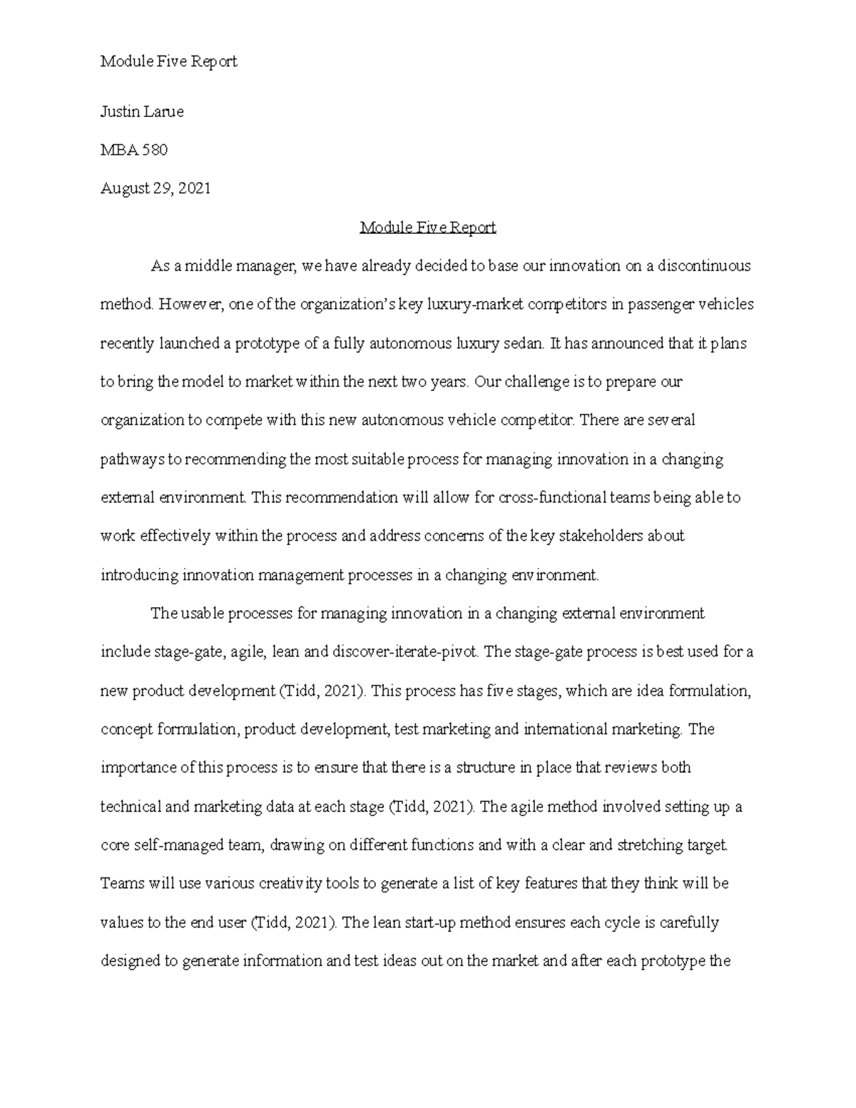 MBA 580 Module 5 Report: Strategies for Managing Innovation in Luxury ...
