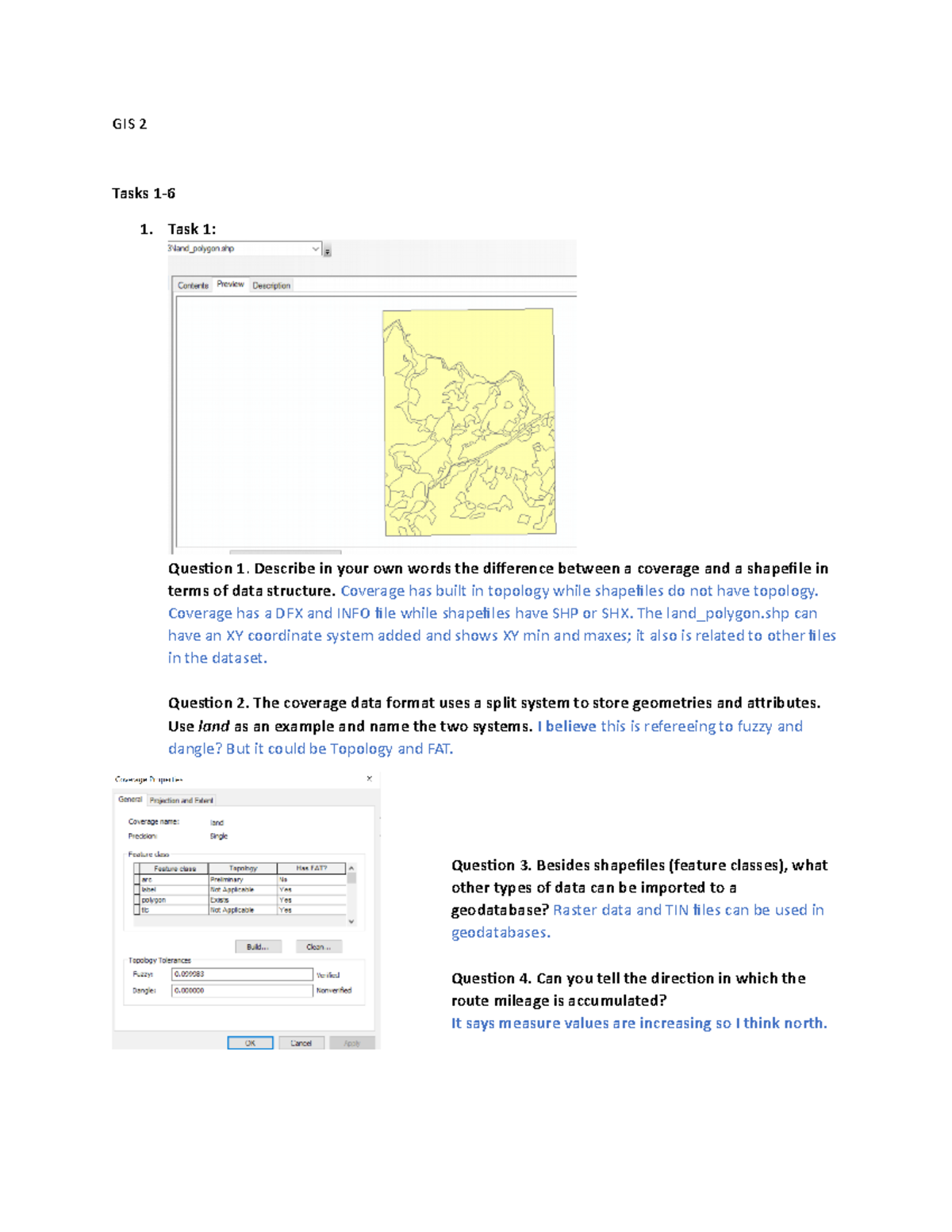 Chapter 3 Task Questions - GIS 2 Tasks 1- Task 1: Question 1. Describe in your own words the ...