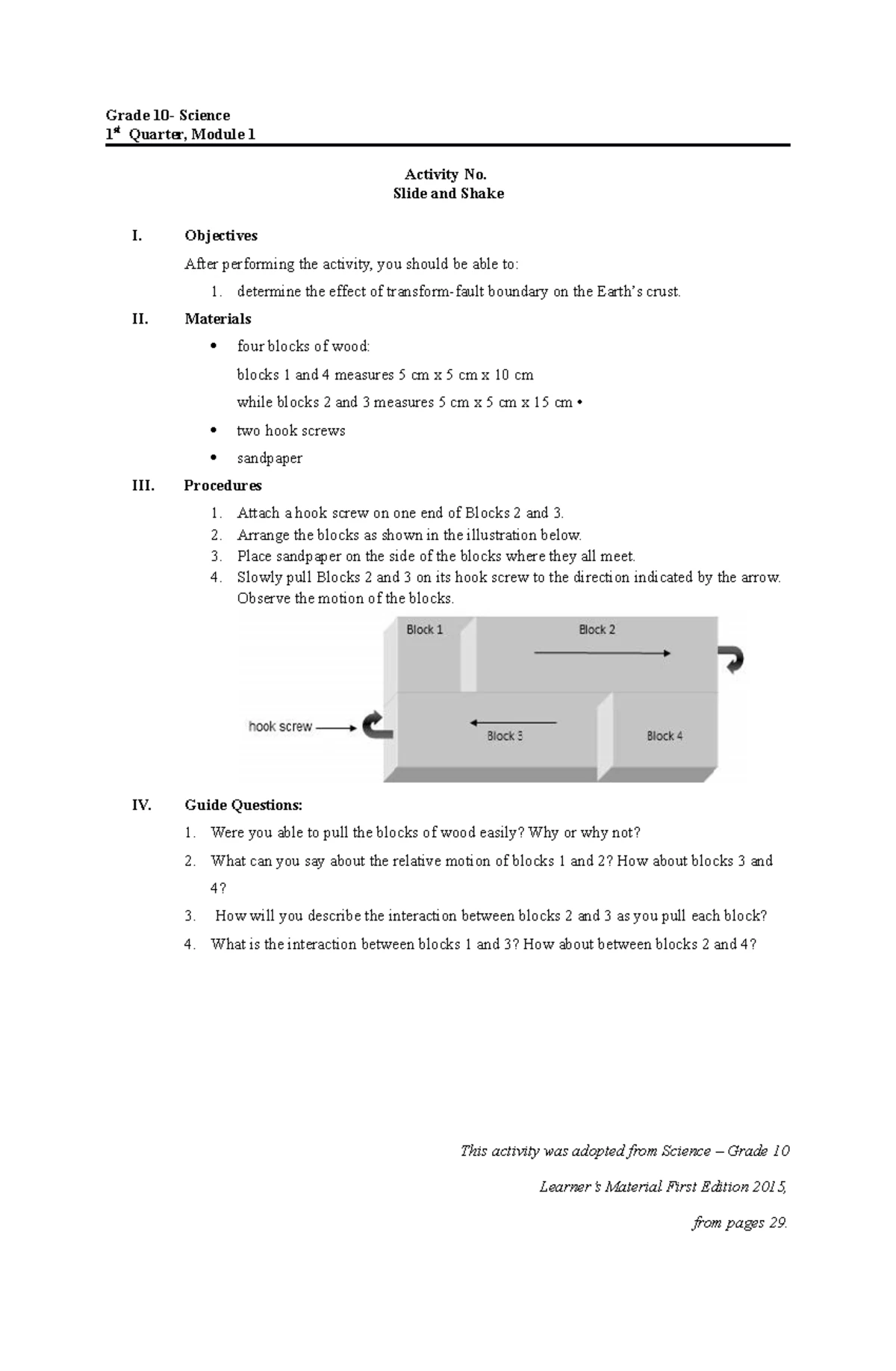 1.1 Activity and Rubrics - Grade 10- Science 1st Quarter, Module 1 ...