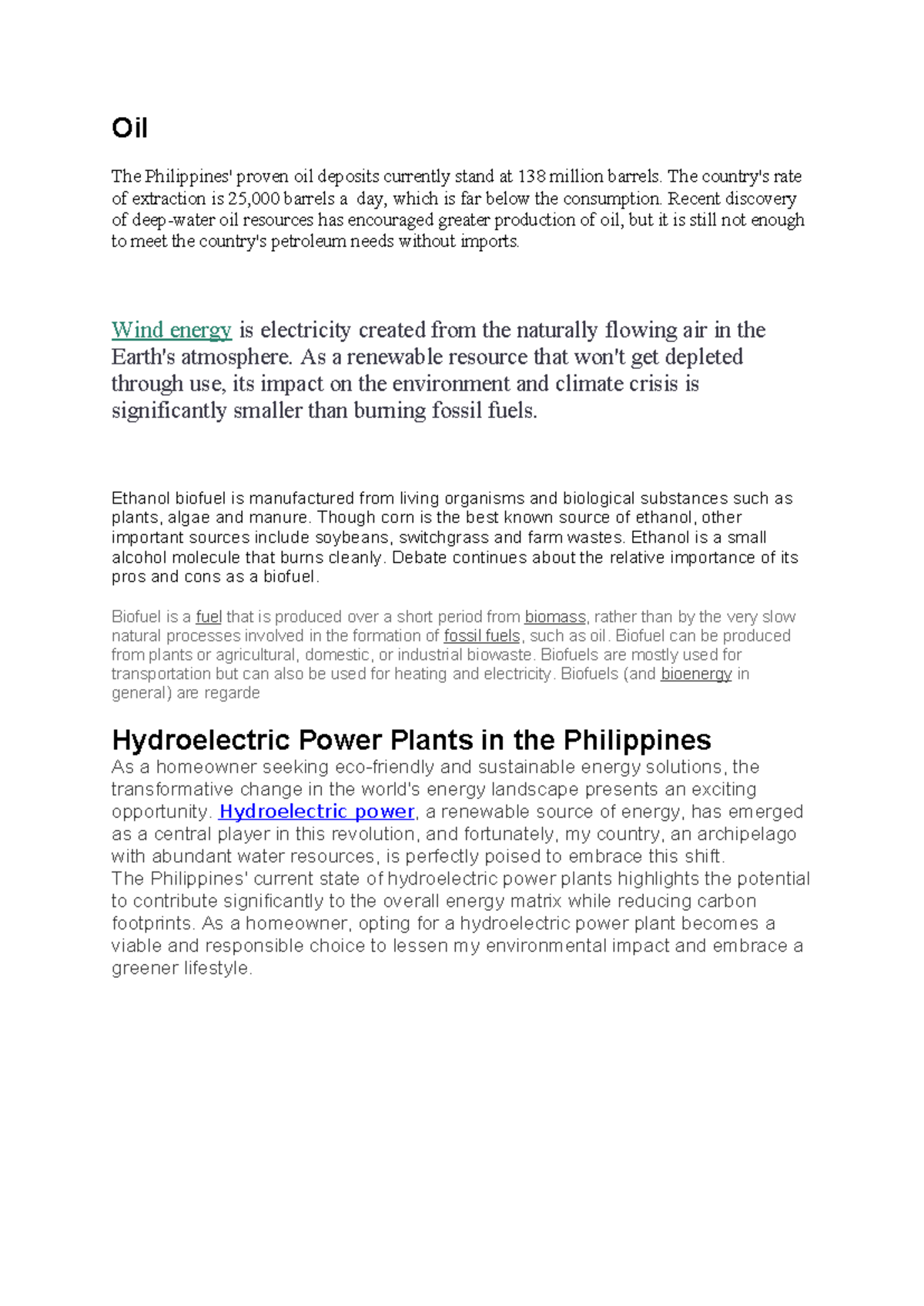 Energy Sources Overview: Oil, Biofuels, and Renewables in the ...