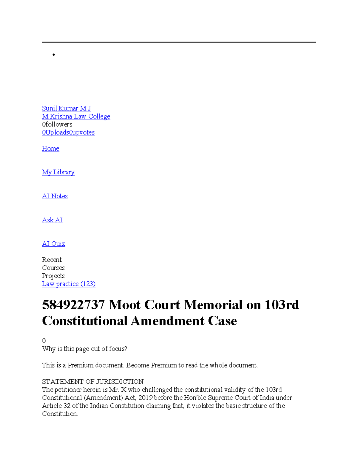 Moot Court Memorial on 103rd Constitutional Amendment Case (Law 101 ...