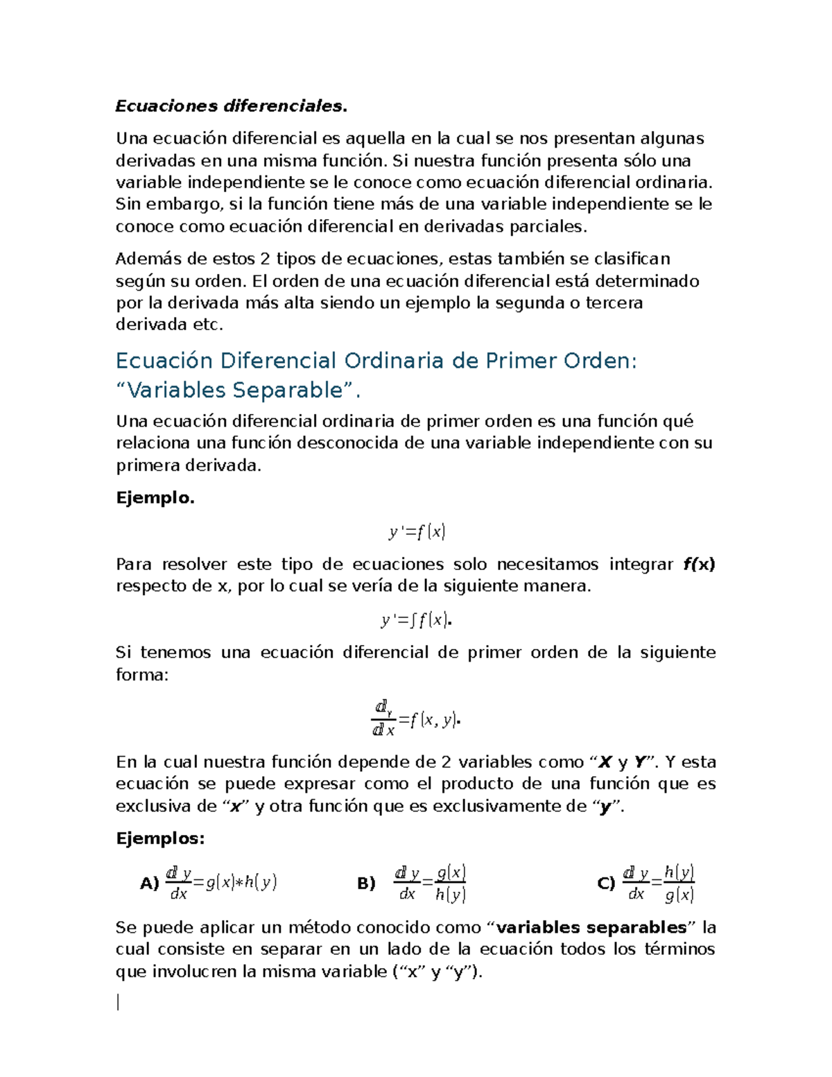 Ecuaciones Diferenciales Ordinarias: Conceptos y Métodos - Studocu