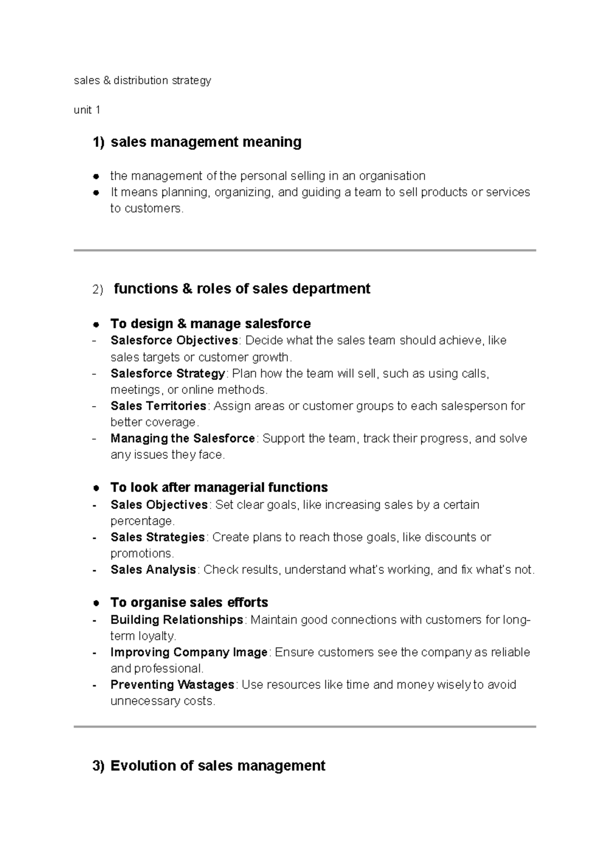 Sales & Distribution Strategy: Unit 1 Overview and Key Concepts - Studocu