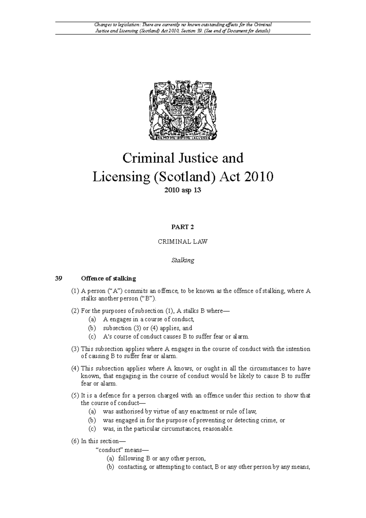 Criminal Justice and Licensing (Scotland) Act 2010 - Section 39 ...