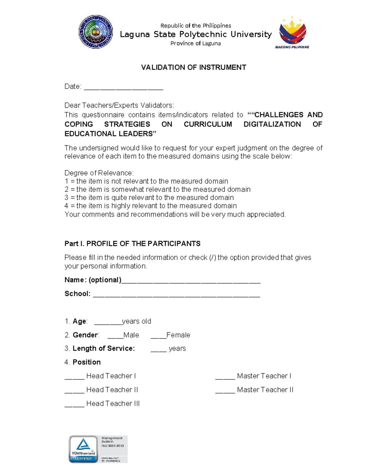 Validation Checklist for Curriculum Digitalization Strategies (EDU 101 ...