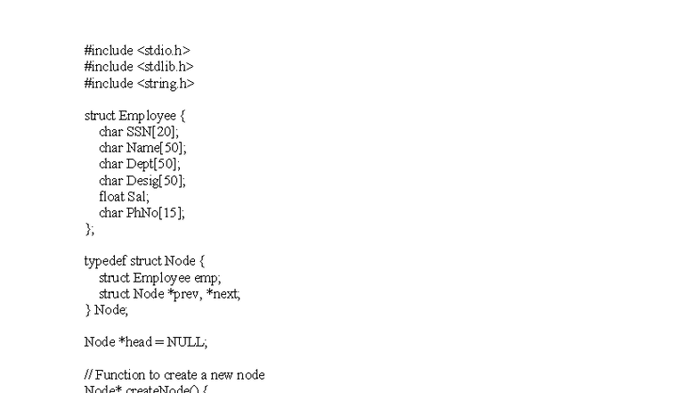 Program 8 - DSA Lab 8: Employee Management with DLL - Studocu