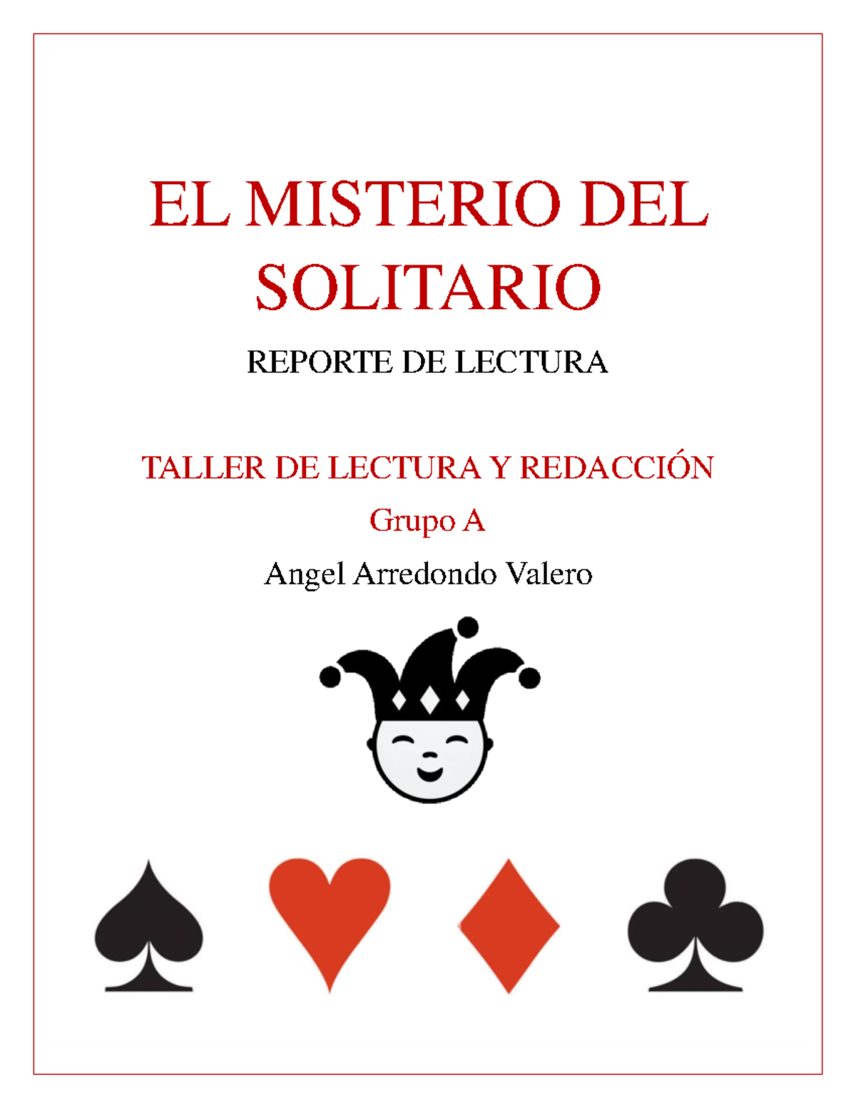 Reporte de Lectura: El Misterio del Solitario - Taller de Lectura y ...