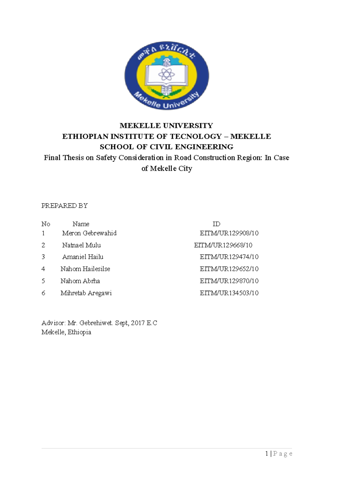 Safety Considerations in Road Construction: A Final Thesis at EIT ...