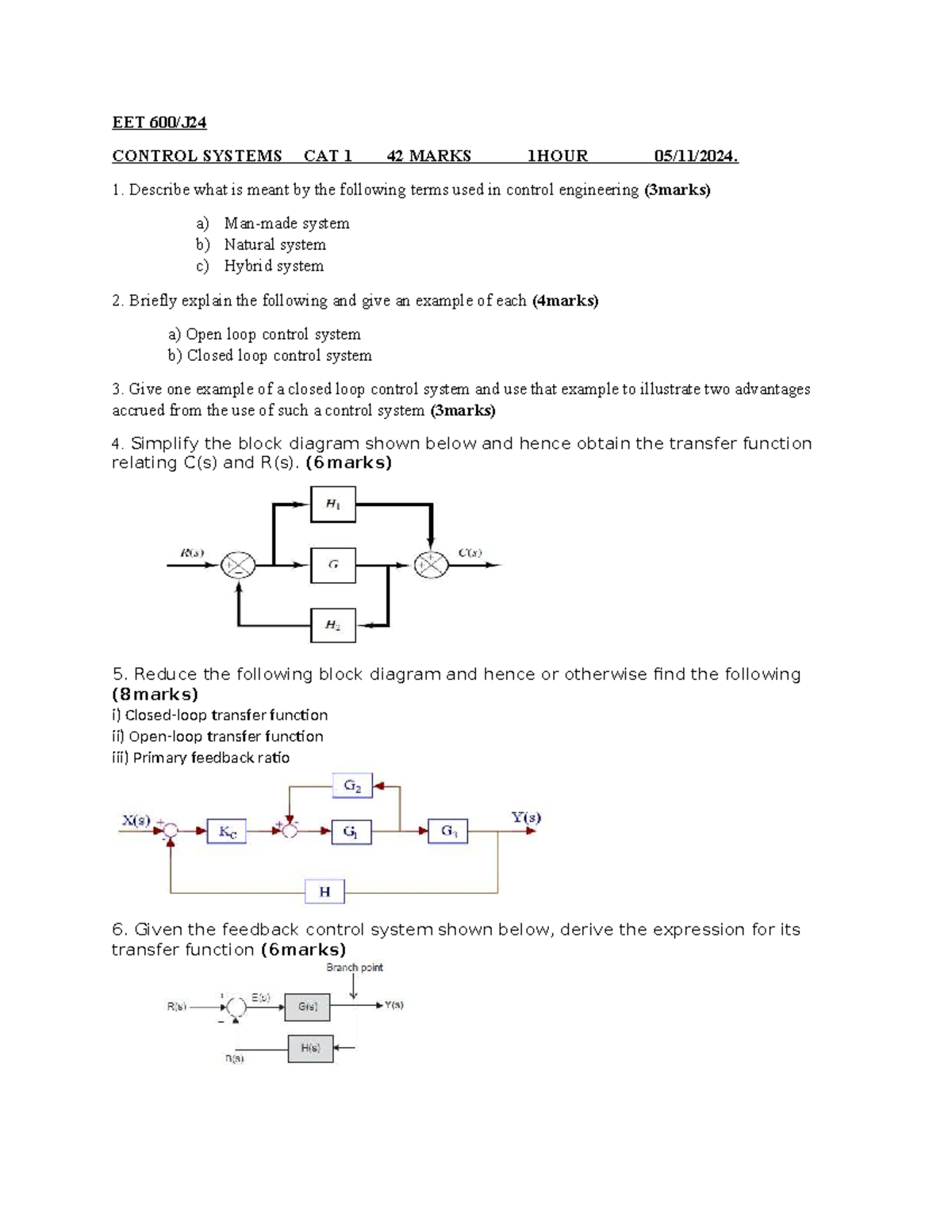 EET CONTROL SYSTEMS CAT 1: Key Concepts & Examples - Studocu