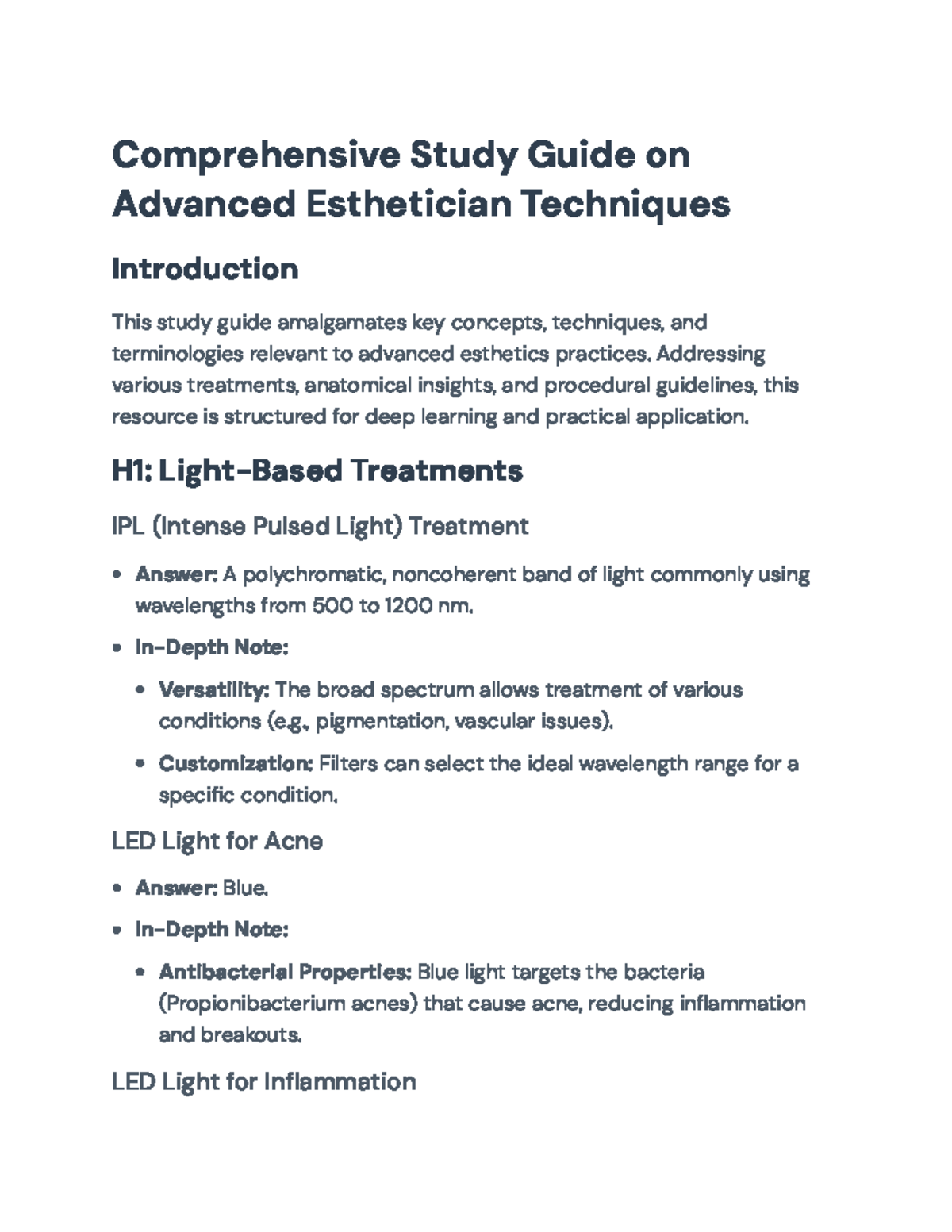 Advanced Esthetician Techniques Final Exam Study Guide - Studocu