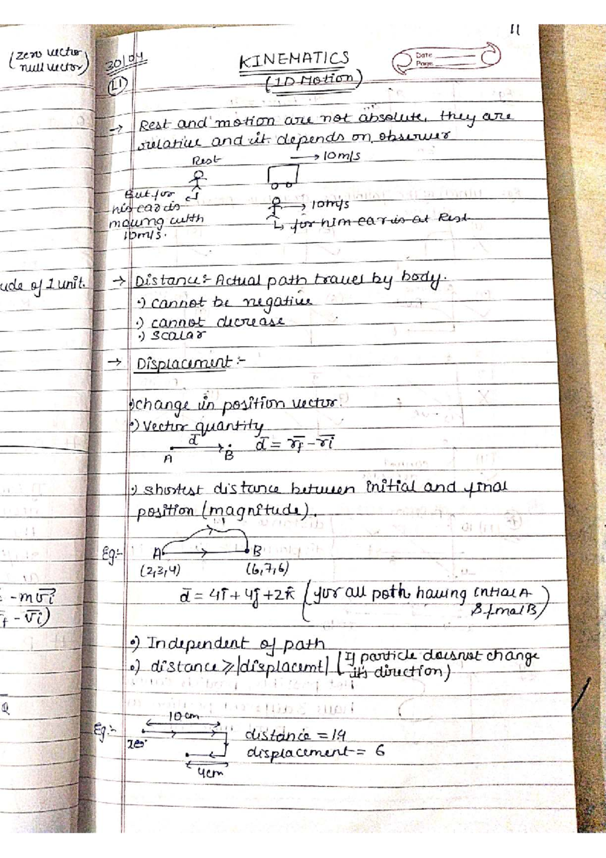 Kinematics (1D & 2D) - Lecture Notes for Course 11 30104 - Studocu