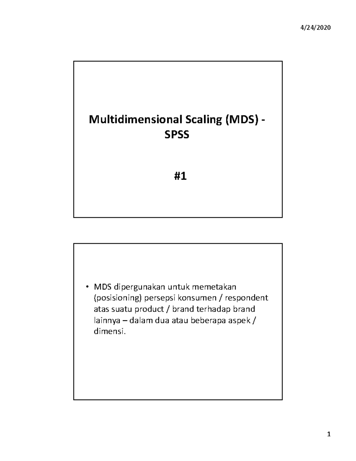 Analisis Multidimensional Scaling (MDS) - SPSS Praktikum 1 - Studocu