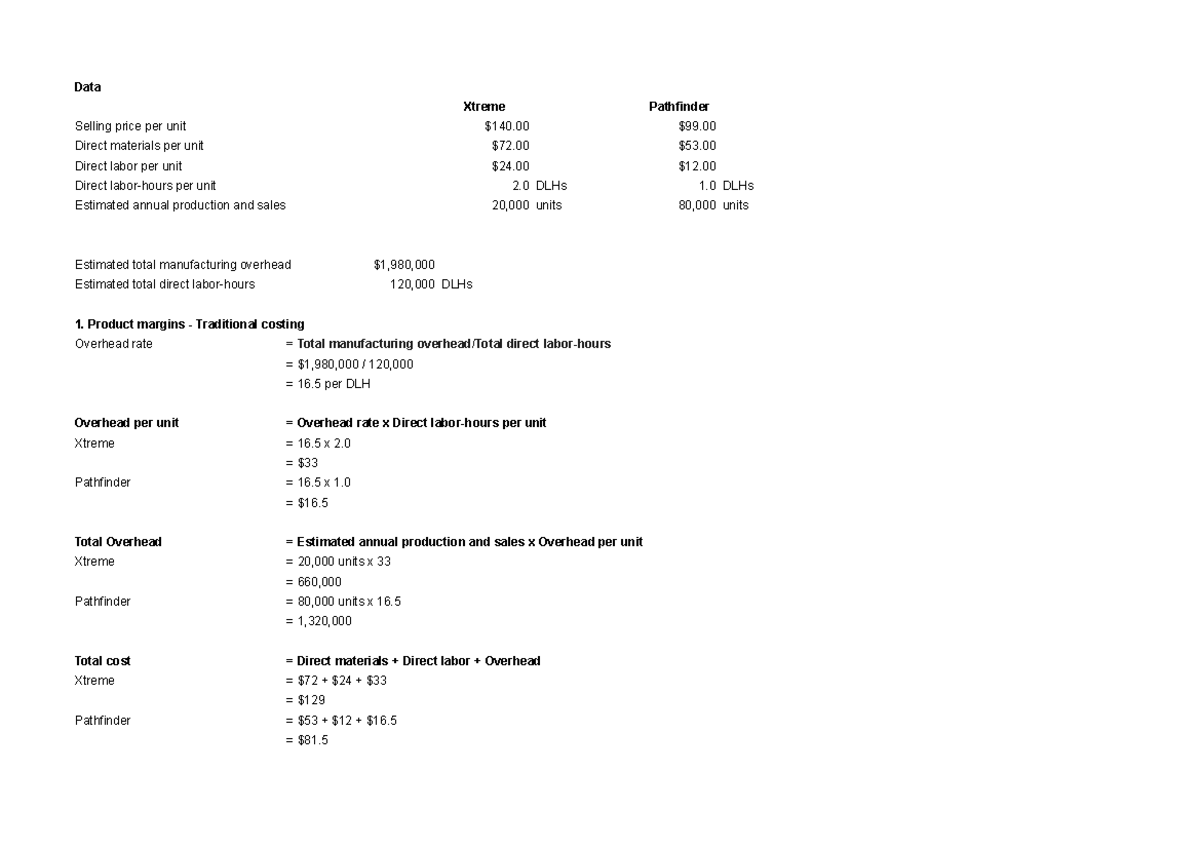ACCT 201: Tutorial Test 5 on Costing Methods and Product Margins - Studocu