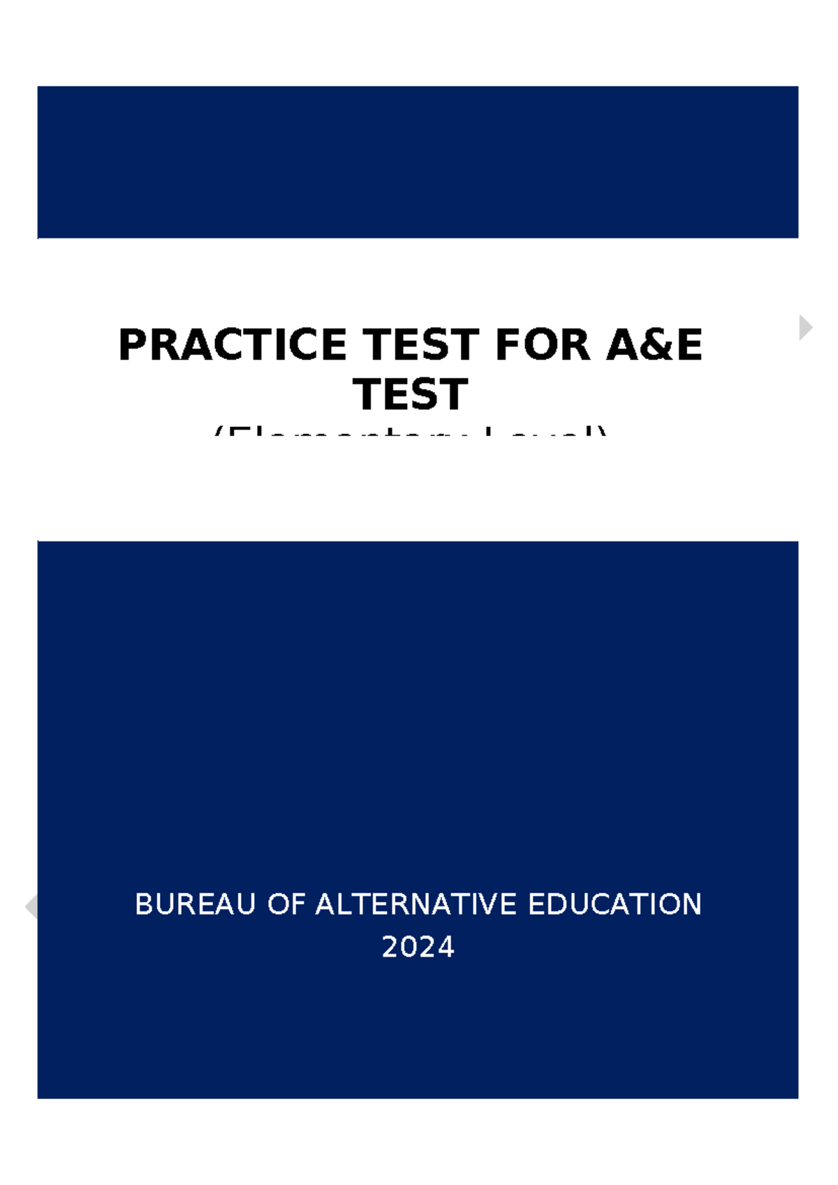Final Practice Test for AE 2024: Elementary Level Exam Prep - Studocu