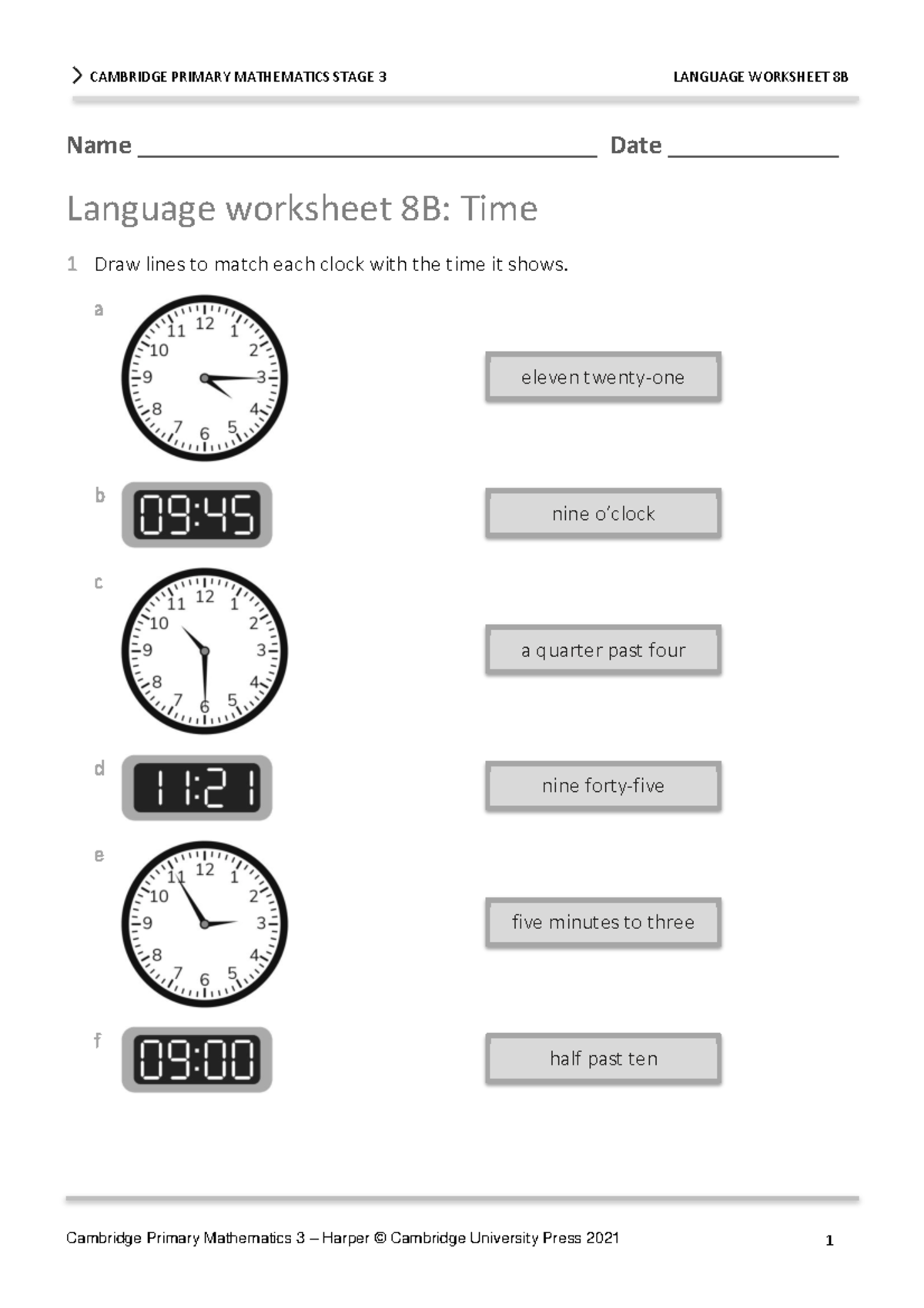 Math Unit 8: Grade 2 Time Worksheet - Studocu