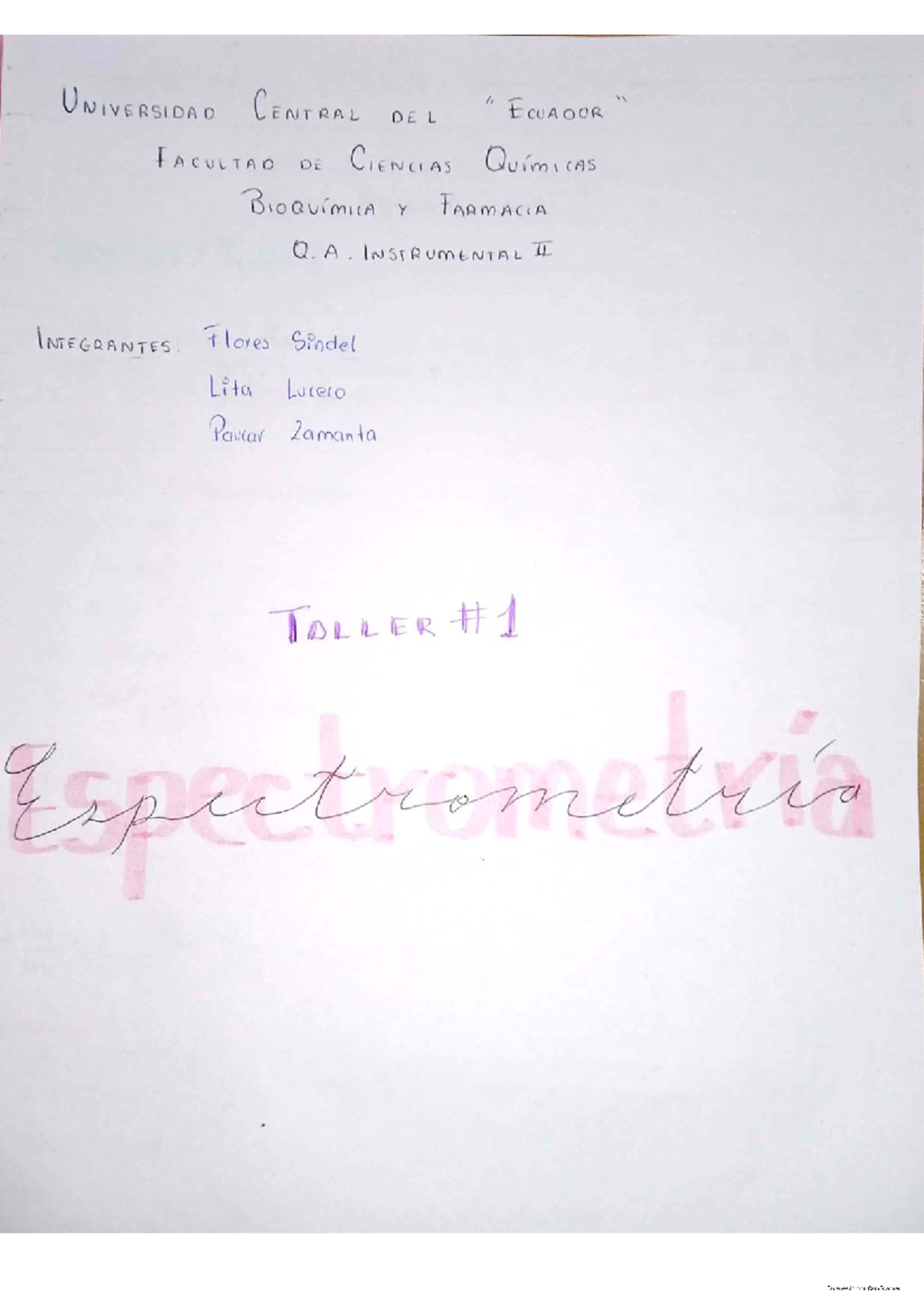 Ejercicios de Práctica en Q.A. Instrumental II - Taller 1 - Studocu