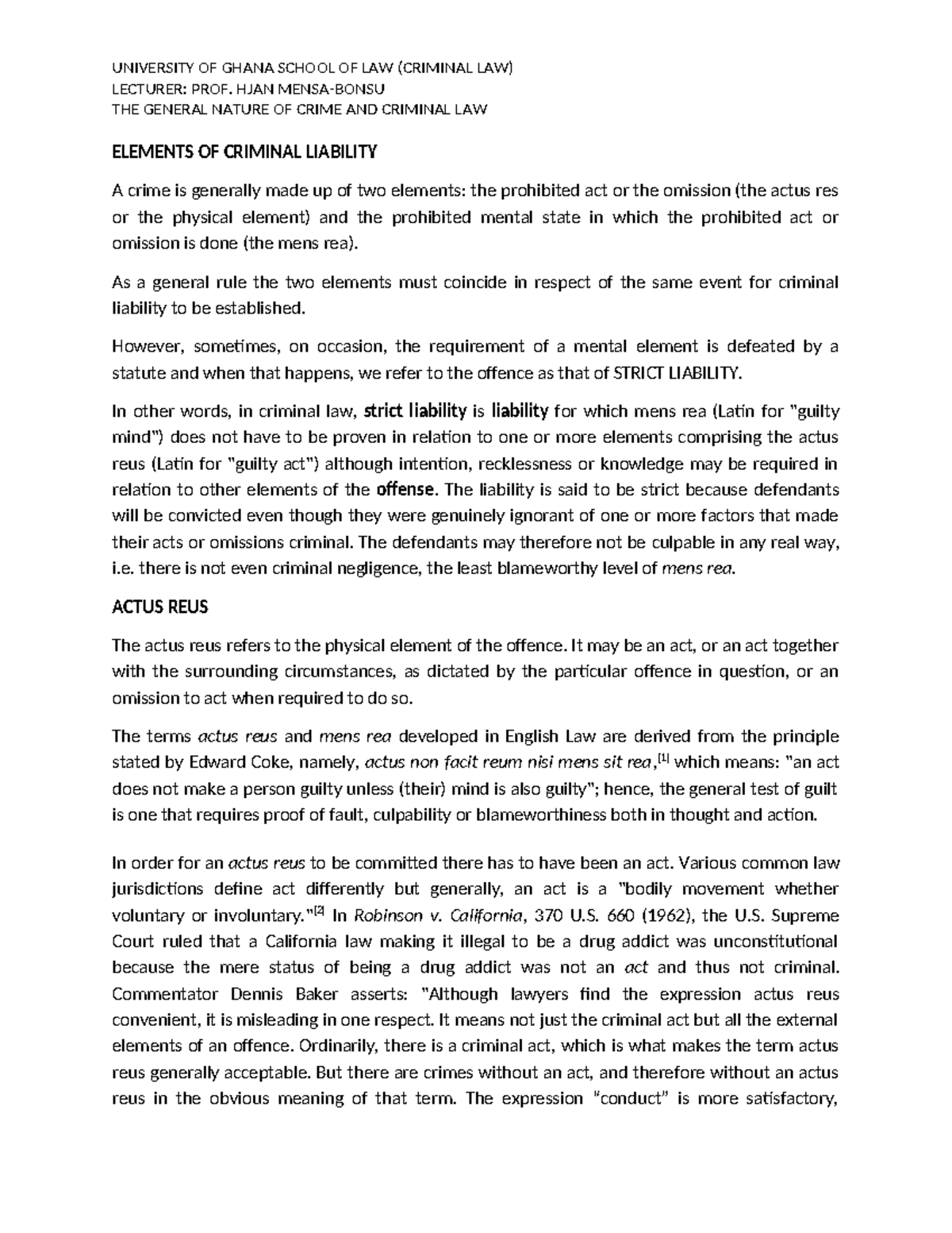 Criminal Law 101: Key Elements of Criminal Liability Explained - Studocu