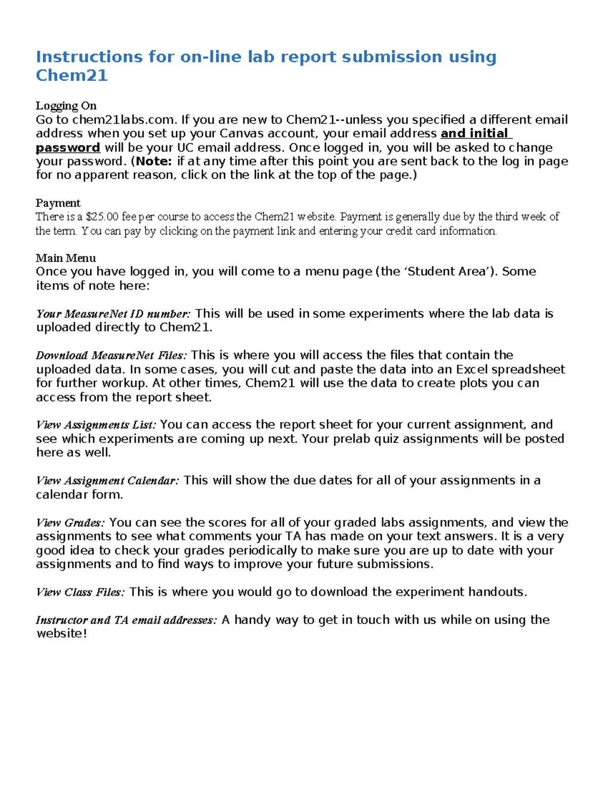Lab Report Submission Instructions for Chem21-1-1 - Studocu