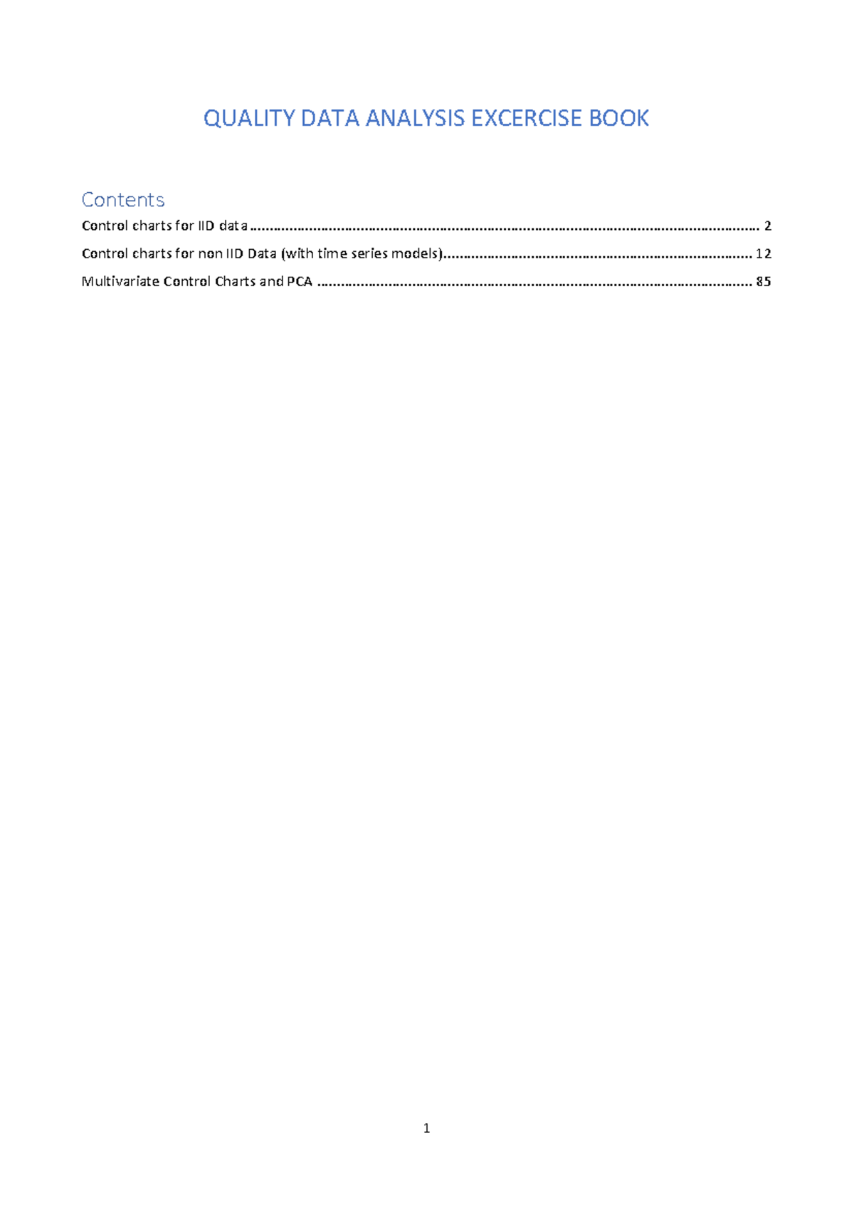 Extra Exercises QDA 2025: Control Charts & Statistical Analysis - Studocu