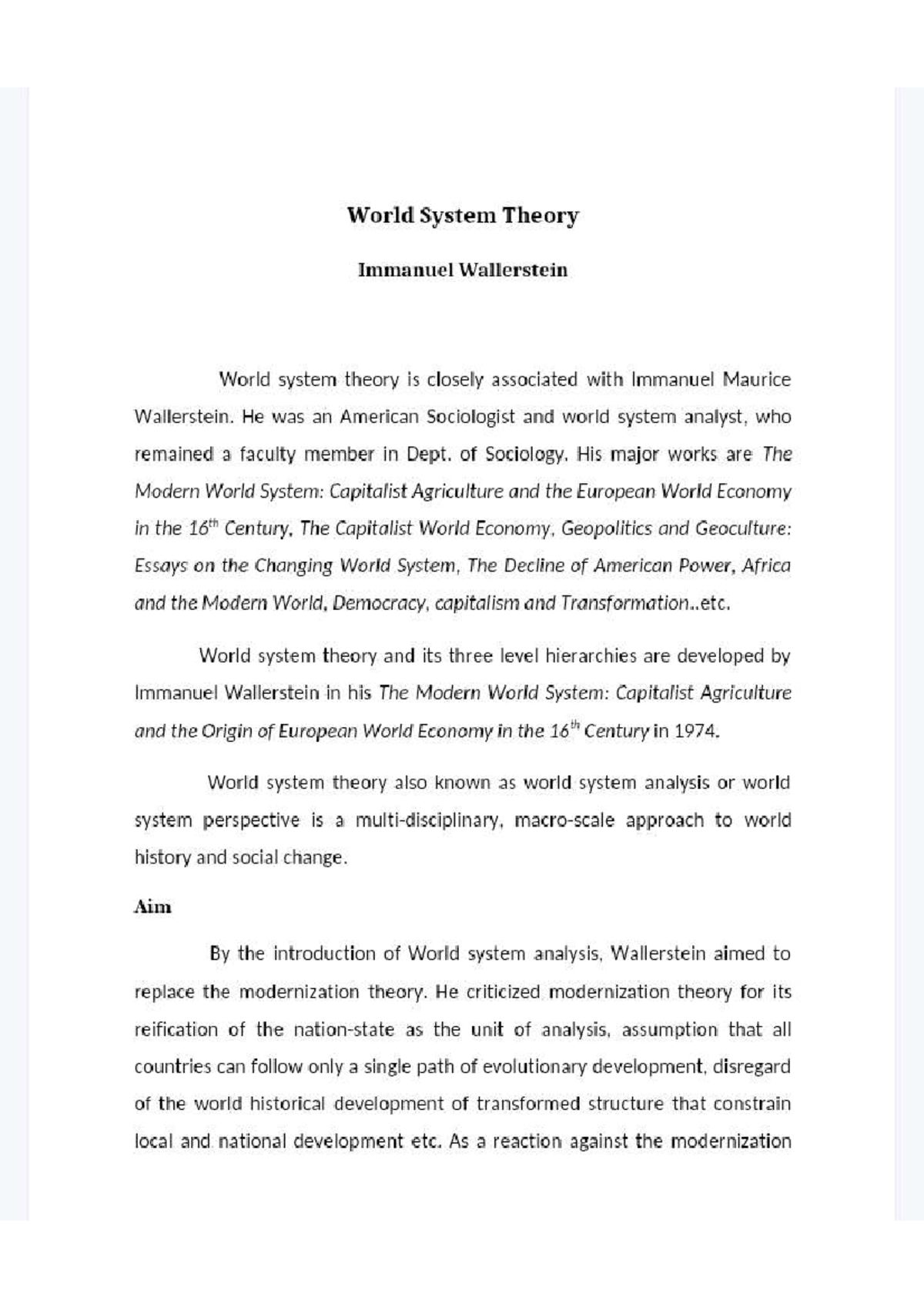 World System Theory: Insights from Immanuel Wallerstein's Analysis ...