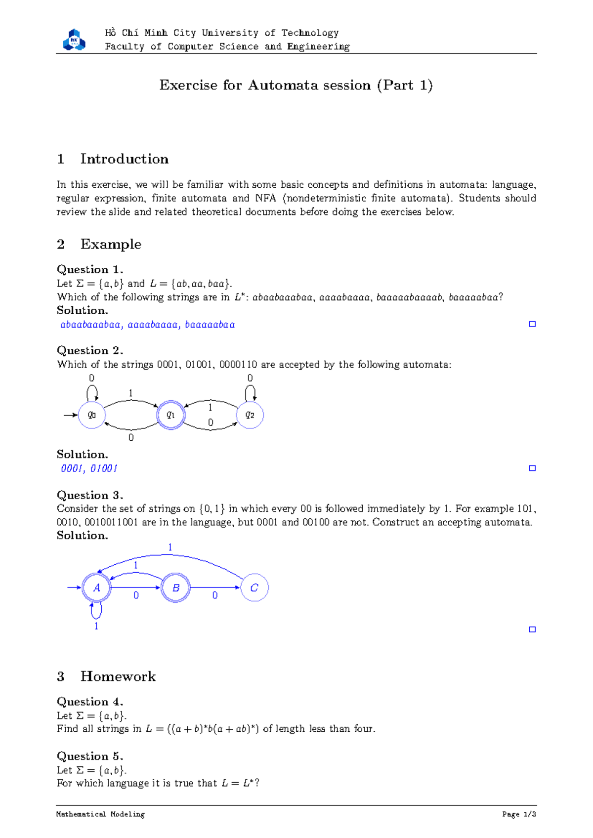 DM2 Automata Exercise Part 1: Concepts & Examples - Studocu