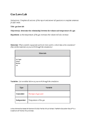Reaction Rate Lab - Lab report. - Reaction Rate Part 1: Introduction ...