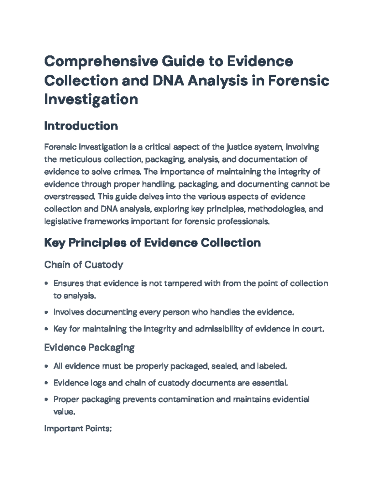 Forensic Evidence Collection & DNA Analysis Guide: Best Practices - Studocu
