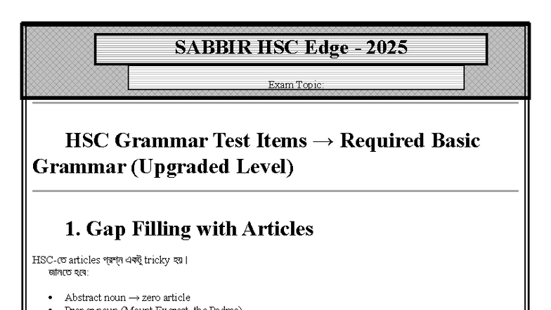 HSC English 2025: Advanced Grammar Test Preparation Guide - Studocu