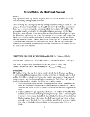 Moot Court Examples - Lecture notes - Moot Court Examples Sample Case ...