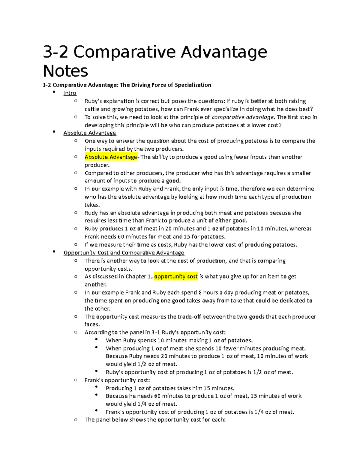 3-2 Comparative Advantage Notes - 3-2 Comparative Advantage Notes 3-2 ...