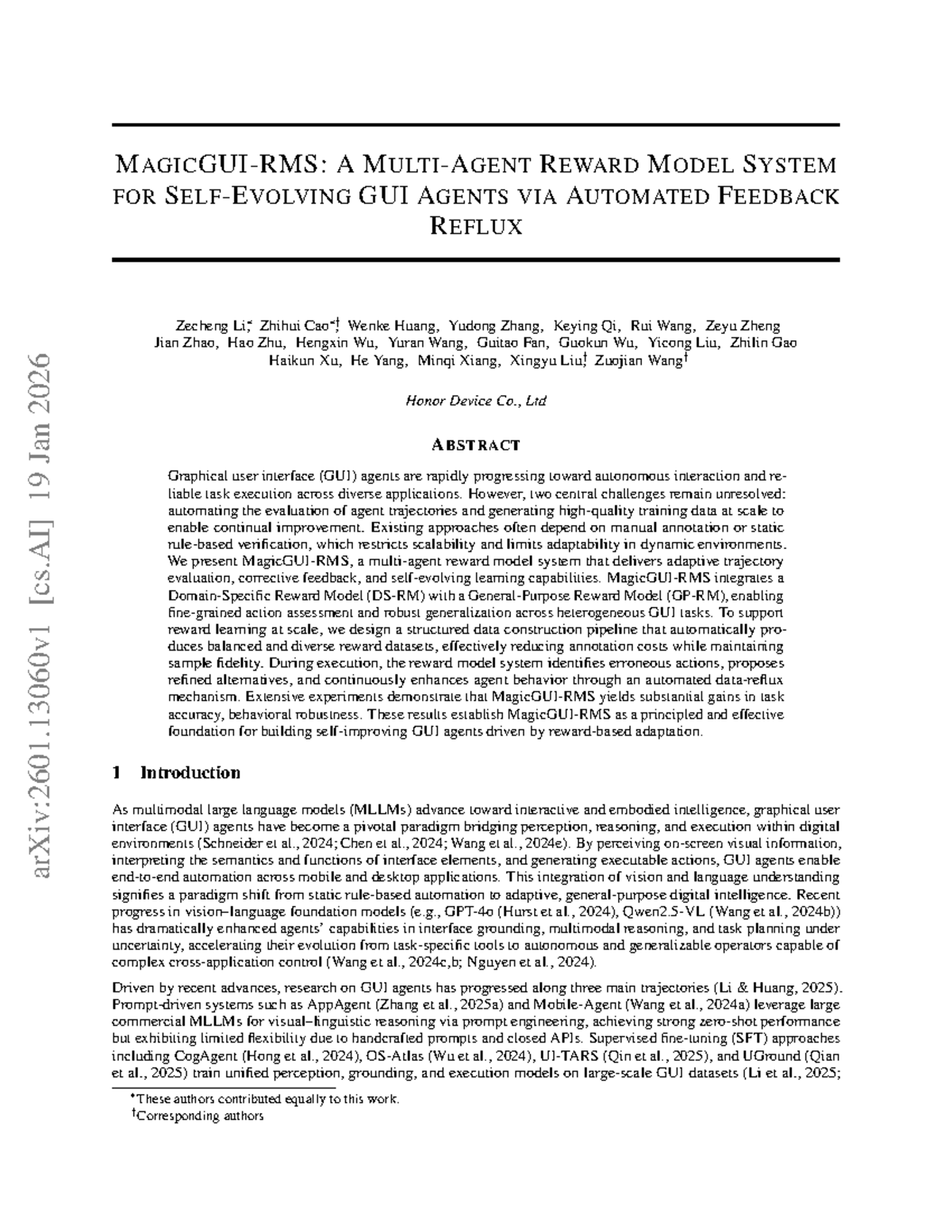 MAGIC: A Multi-Reward Model System for Self-Evolving GUI Agents (2601 ...