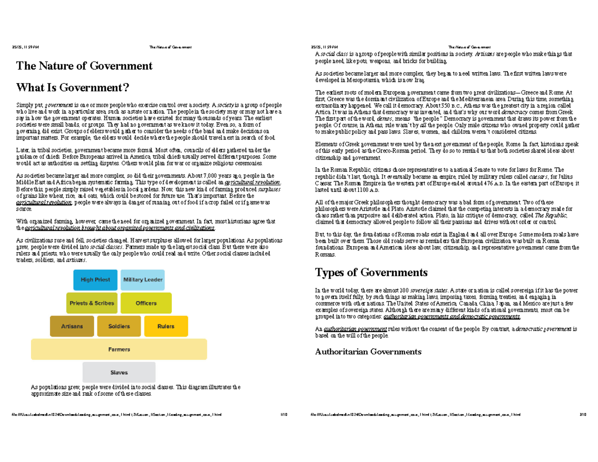 The Nature of Government: Authoritarianism to Democracy Analysis - The ...