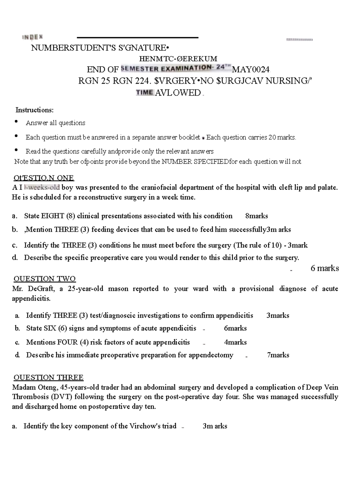 End of May 0024 RGN 25 RGN 224: Surgery & Nursing Exam Guide - Studocu