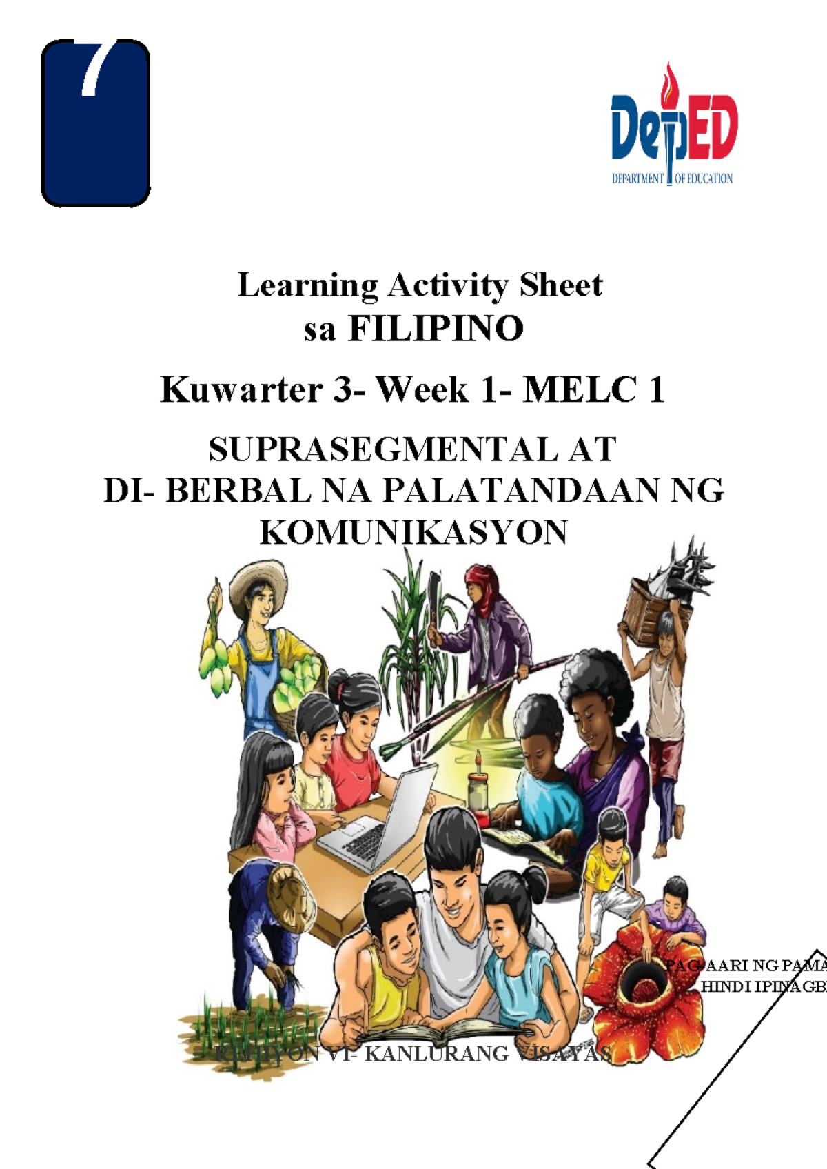 Filipino 7 Q3 LAS 1 Week 1: Suprasegmental at Di-Berbal na Palatandaan ...
