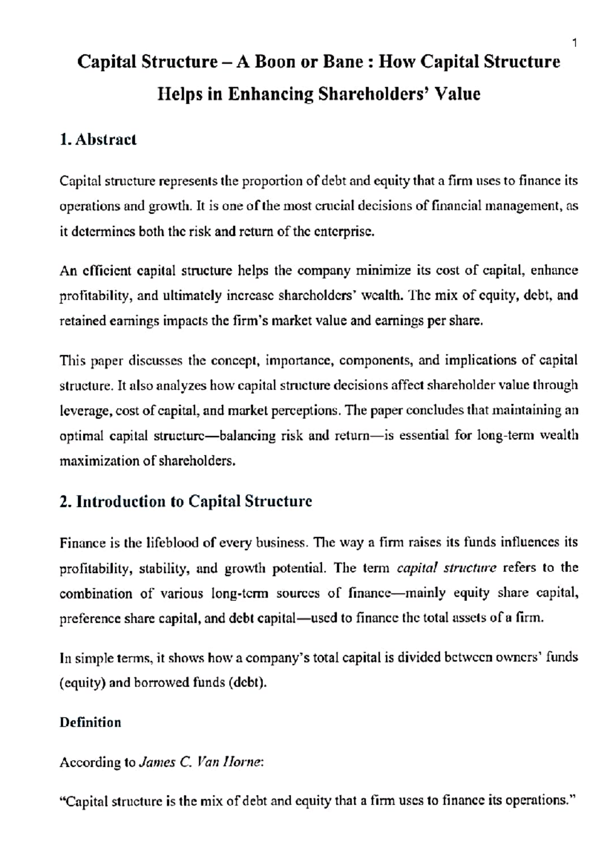 Capital Structure: Enhancing Shareholder Value and Financial Stability ...