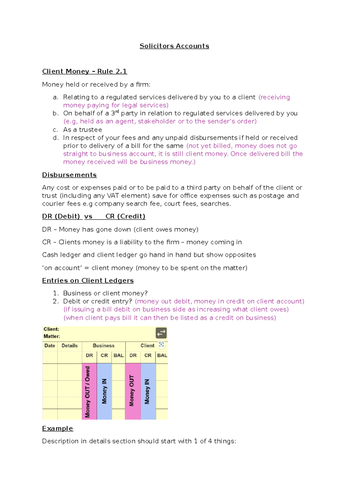 Solicitors Accounts: Notes and Workshop Tasks for Legal Practice - Studocu