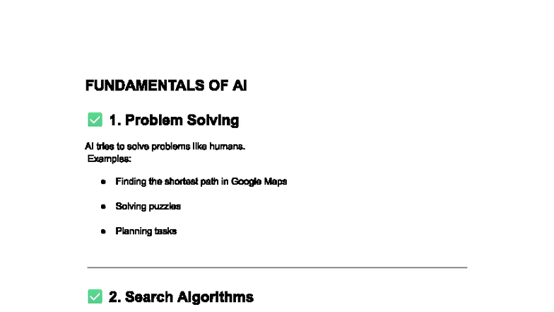 AI 101: Unit 1 Notes on Problem Solving and Algorithms - Studocu