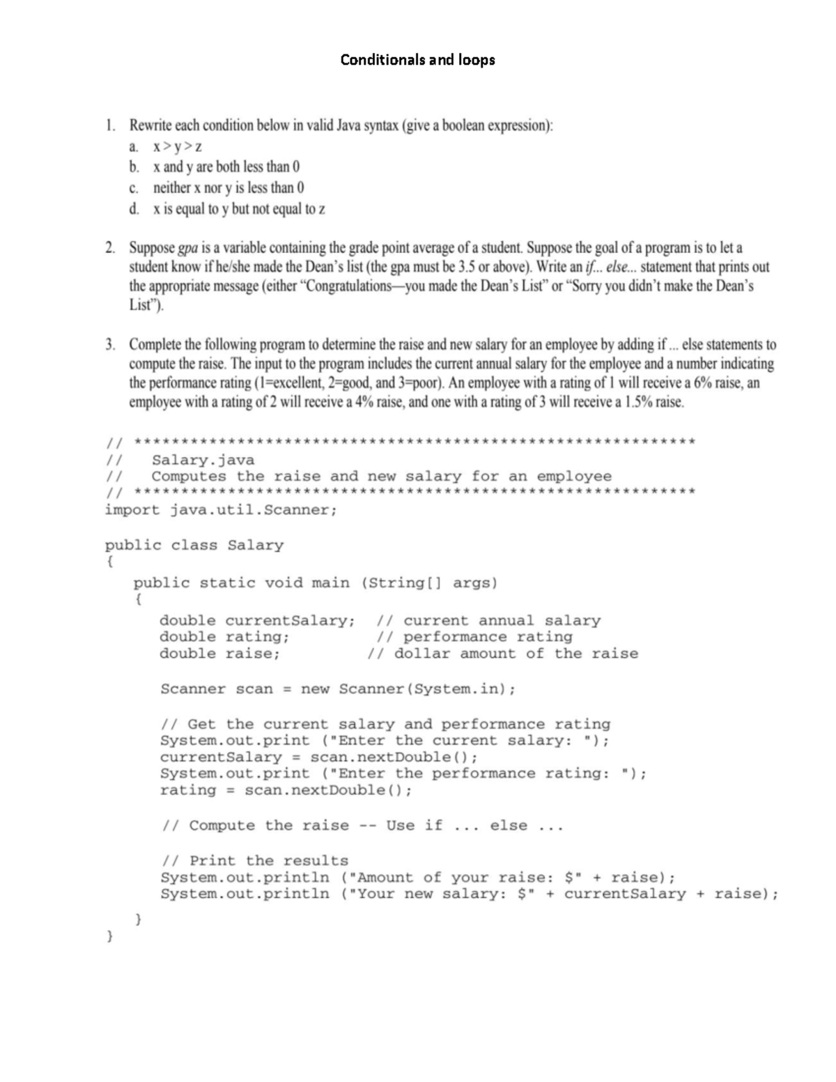 Tutorial 6 - Conditionals and Loops in Java Programming - Studocu