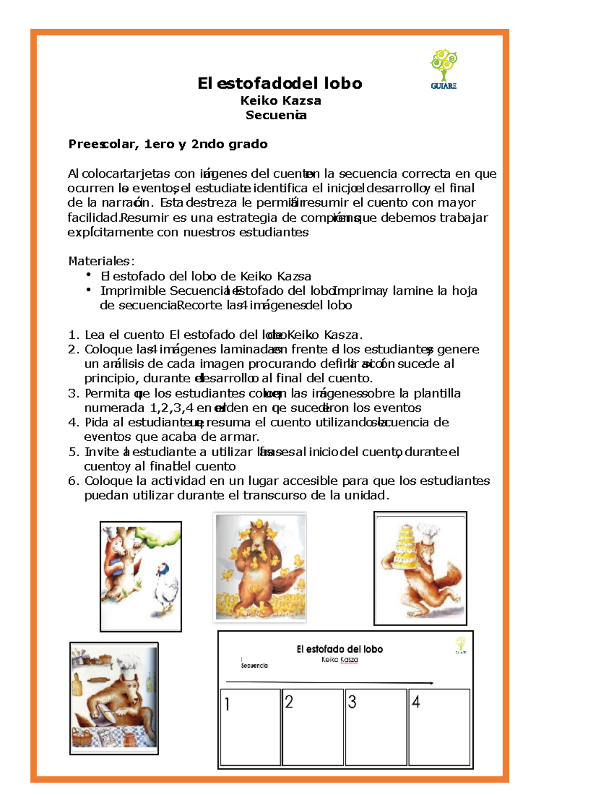 2 Estofado del Lobo - Actividades de Secuencia para Preescolar - Studocu