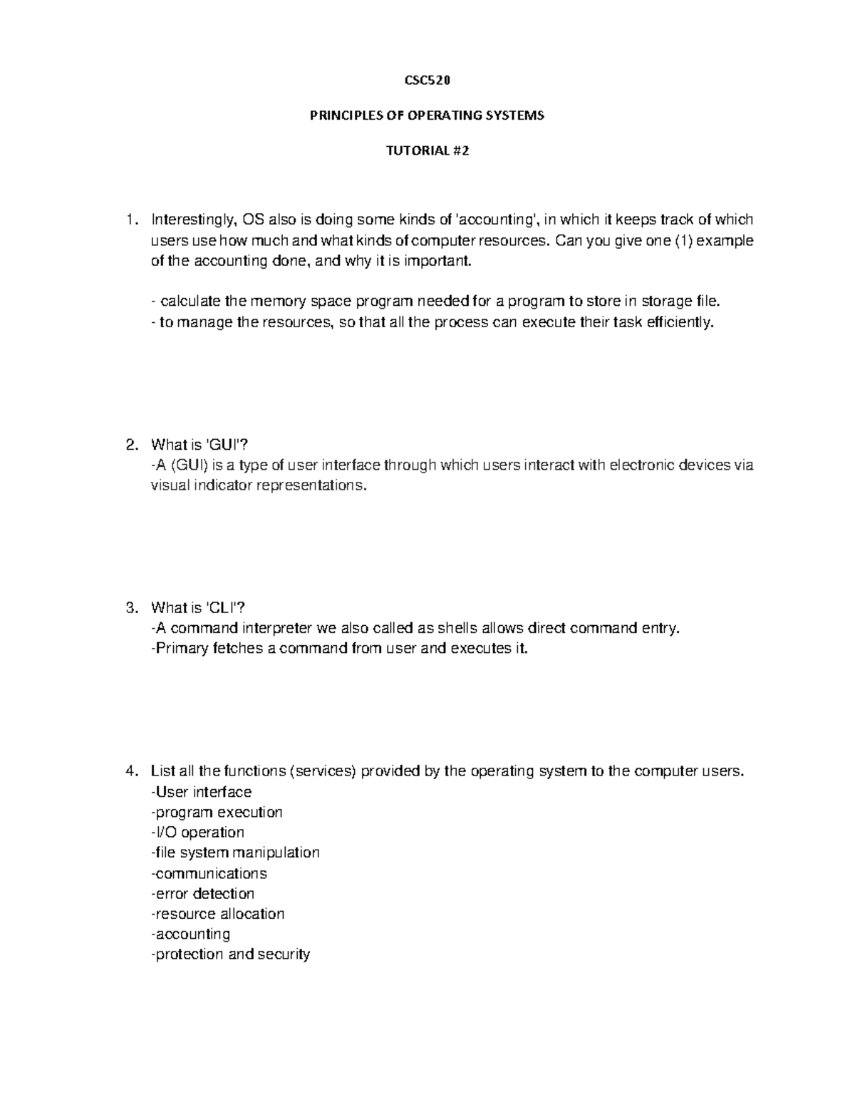Csc520 Tutorial Answer Warning Tt Undefined Function 32 Csc Principles Of Operating Systems