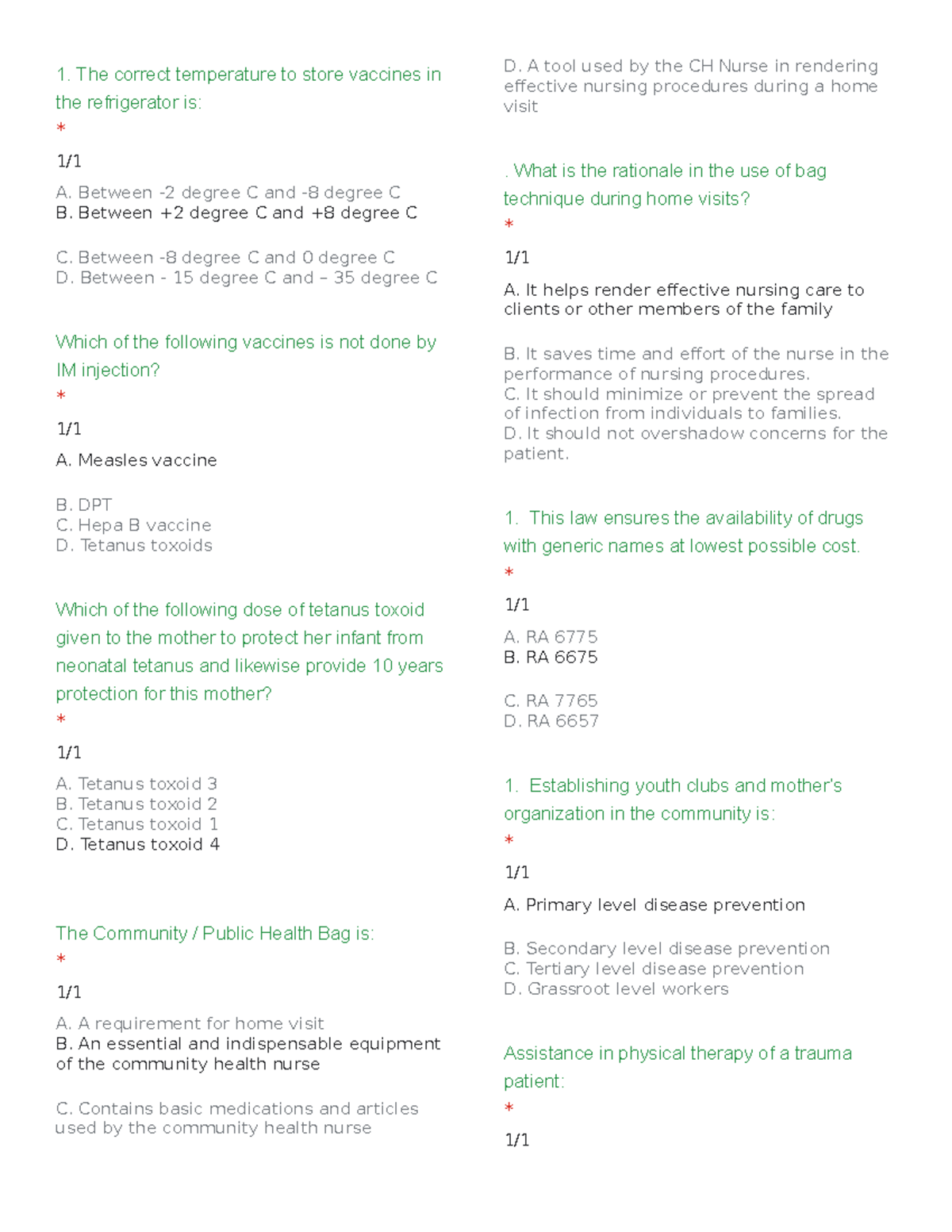 CHN POST TEST - This is the lecture notes on nursing - 1. The correct ...
