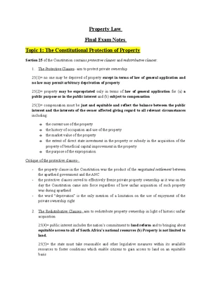 Constitutional Property Law Notes - Section 25 (L&PR 101) - Studocu