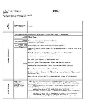 Exam 3 - EAR - SOAP NOTE - S.O.A. Note Template CASE ID ...