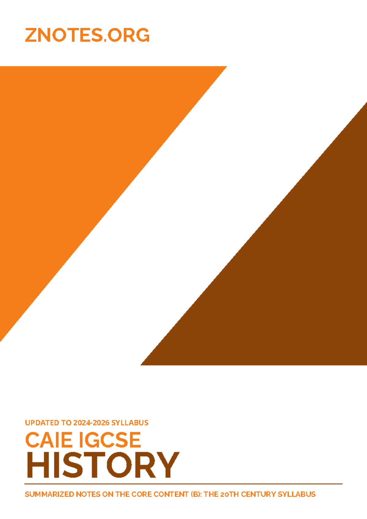 CAIE IGCSE HISTORY 0470 Core Content B: 20th Century Summary Notes ...
