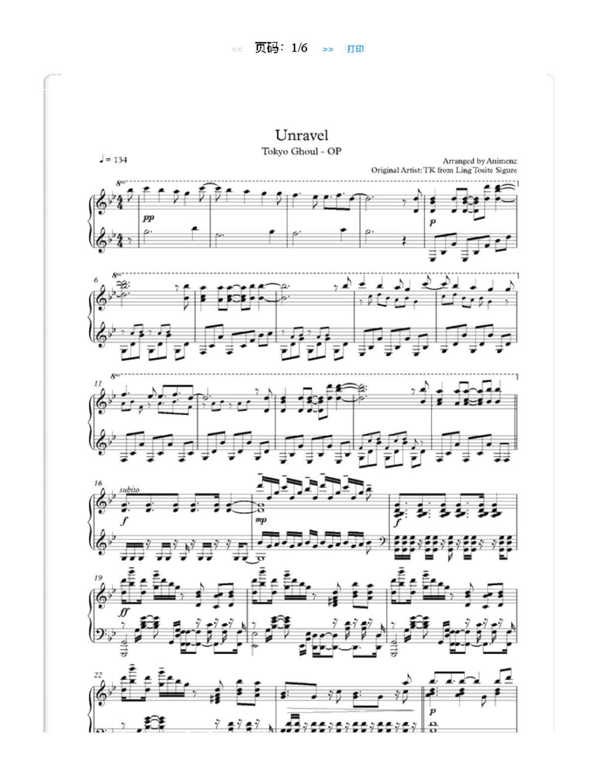 Piano sheet music -【Animenz】Unravel 东京喰种OP - www - BS in Nutrition and ...