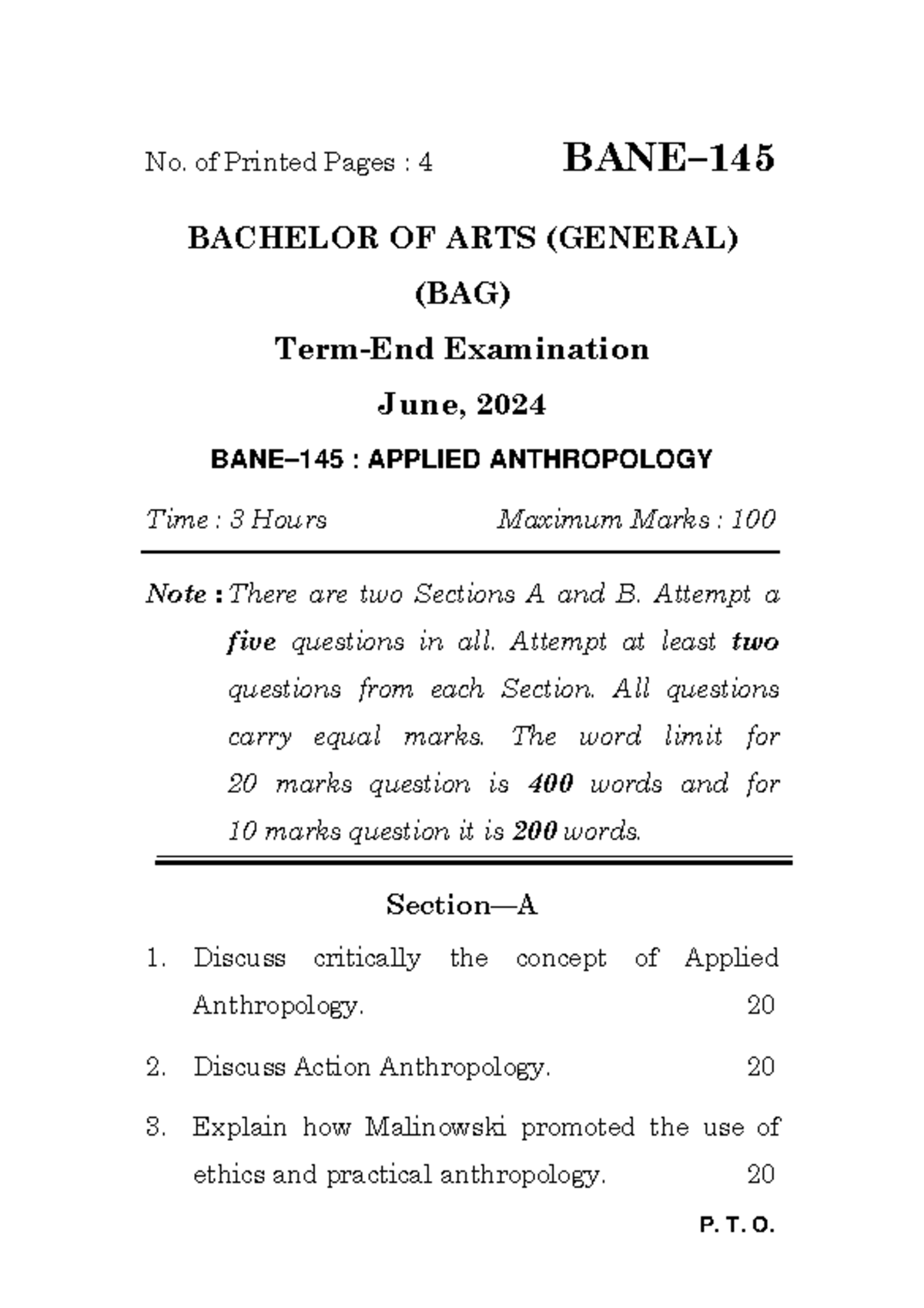 BANE-145 - Applied Anthropology Exam Questions & Guidelines - Studocu